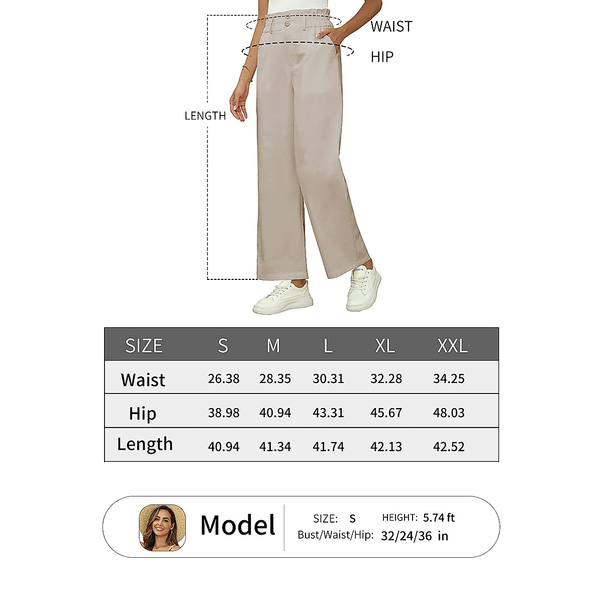 Yoetaun Linen Pants for Women High Waisted Palazzo Flowy Wide Leg Long Lounge Pant Beach Casual Comfy Trousers Khaki XL