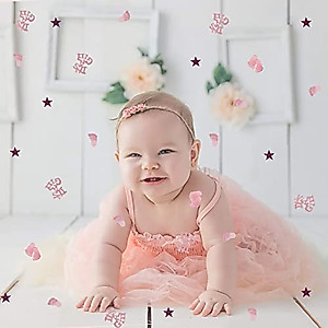 It's a Girl Table Sequins Pink Baby Footprint Star Table Confetti for Baby Shower Decorations Baby Birthday Party Supplies(1.6 oz/45 g)