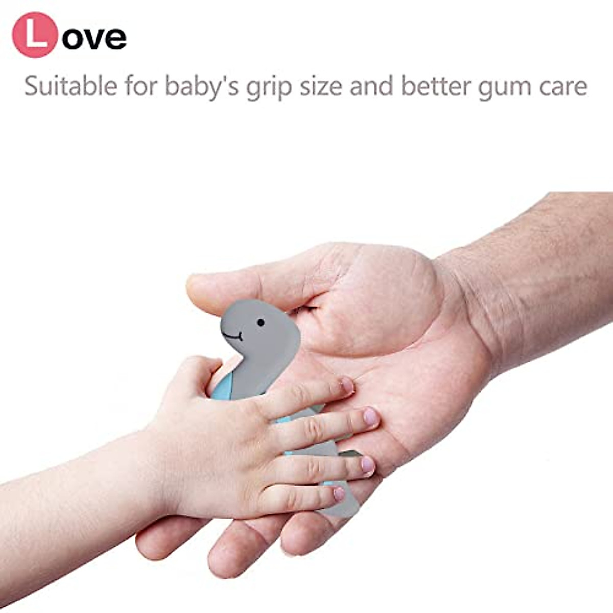 BIGSPINACH 1 Soft Dinosaur Teether for Babies and 1 Baby Pacifier Clip, Valentines Day Gifts for Baby Girl Boy,Silicone Chew Toys for Baby (Pink Elephant)