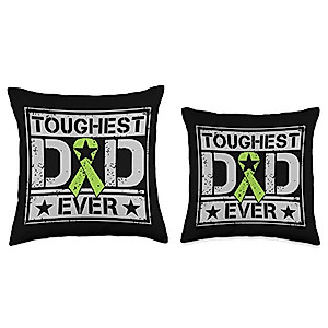 Lymphoma Awareness Products by PIXELCYNIC Toughest Dad Ever-Military-Style Lymphoma Awareness Throw Pillow, 16x16, Multicolor