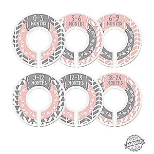 Modish Labels Baby Clothes Size Dividers, Baby Closet Organizers, Size Dividers, Baby Closet Organizers, Closet Dividers, Clothes Organizer, Girl, Woodland, Arrows, Tribal, Pink, Grey, Gray (Baby)