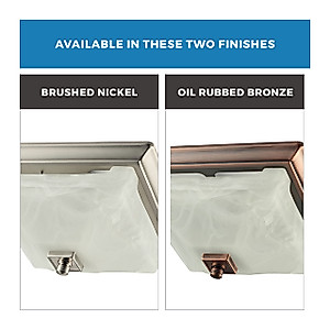 Lift Bridge Kitchen & Bath Decorative Square 110 CFM Brushed Nickel Bathroom Ceiling Ventilation & Exhaust Fan with Light and Glass Globe, Quiet 1.5 Sones Bath Fan