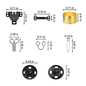 112 Pairs Sewing Hooks and Eyes Closure Set 3 Styles Sewing Skirt Hooks, Sew-on Snaps, Hook and Eye Latches for Trousers Skirt Dress Bra Sewing DIY Crafting