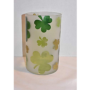 Yankee Candle New Green & Gold Shamrocks St Paddy Glass Jar Candle Holder