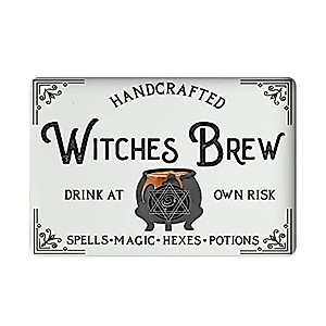 ChangQingArt Witches Brew Halloween Sign Halloween Decor Halloween Fall Decor Halloween Wall Art Witch Wall Art Metal Tin Signs Vintage Style 20x30cm