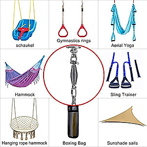 SELEWARE Stainless Steel Swivel Hanger with Heavy Duty Spring, Iron Chain and Bolts, Ceiling Mount for Hanging Indoor Swing, Hammock Chair, Heavy Punching Bag