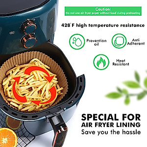 Air Fryer Liners Disposable 100PCS 7.9inch, Non-stick Round Unbleached Parchment Paper for Baking, Oil-proof, 5-8 QT Air Fryer Ninja Cosori Gourmia Instant Pot Accessories