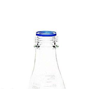 ULAB Scientific Erlenmeyer Flask with Blue Screw Cap, 8.5oz 250ml, 3.3 Borosilicate with Printed Graduation, UEF1016