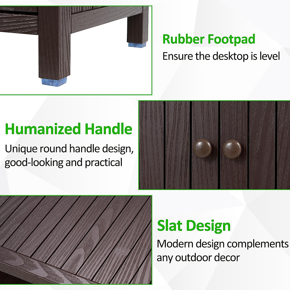 Spurgehom Outdoor Console Sideboards Buffet Cabinet, Solid Wood Storage Cabinet TV Stand,Furniture for Patio Entryway Deck(Brown)