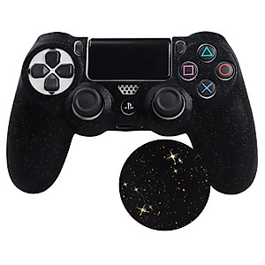 ROTOMOON Glitter Silicone Controller Skins for PS4 with 8 Thumb Grips, Sweat-Proof Anti-Slip Controller Cover Skin Protector Compatible with Playstation 4 Slim/Pro Controller…