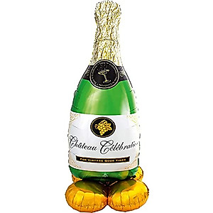 amscan 60" Anagram Bubbly Wine Bottle Airloonz Foil Balloon, Multicolor