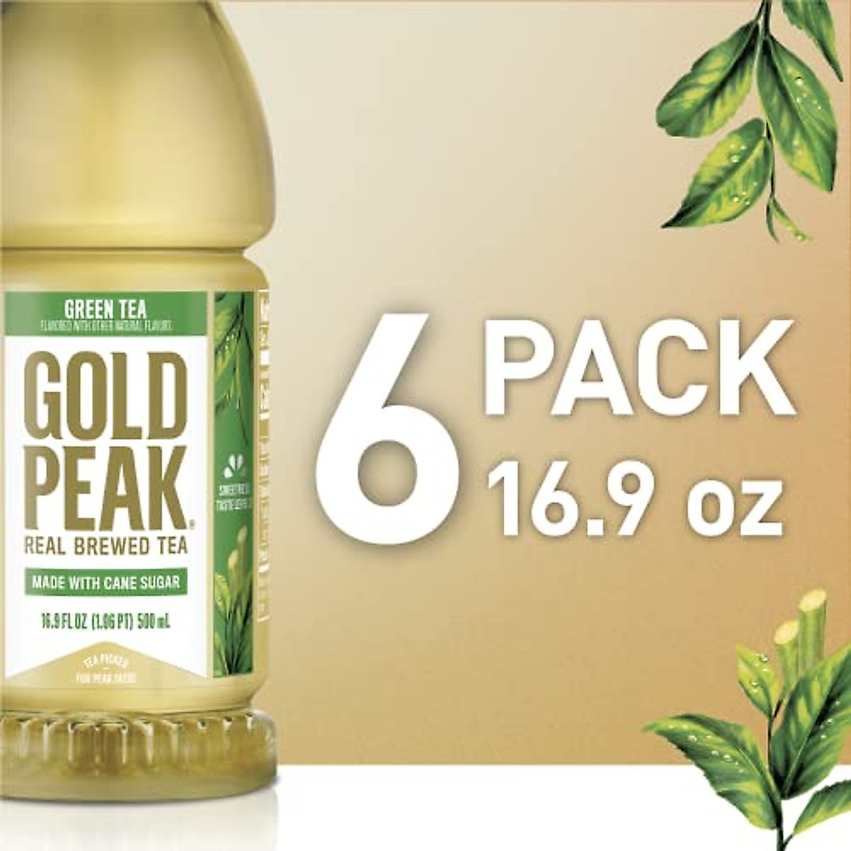 Gold Peak Sweetened Green Iced Tea Drink, 16.9 fl oz, 6 Pack