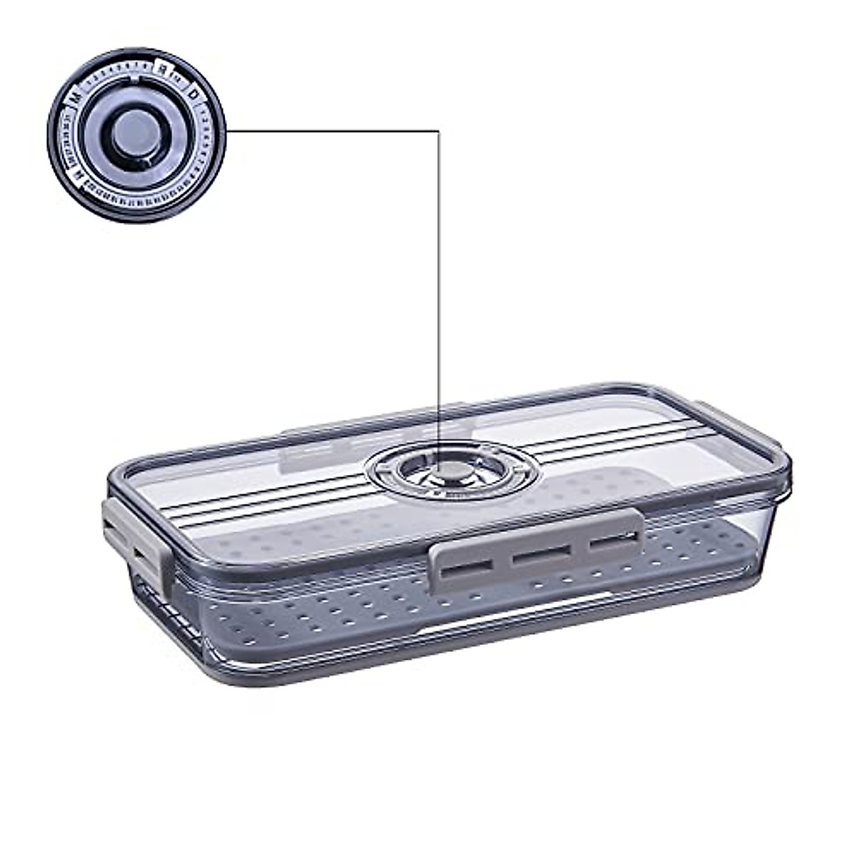 Refrigerator Organizer Bins,Stackable Produce Saver Organizer Bin Storage Containers with Removable Drain Tray for Fridge, Cabinets, Countertops and Pantry(Gray-S)