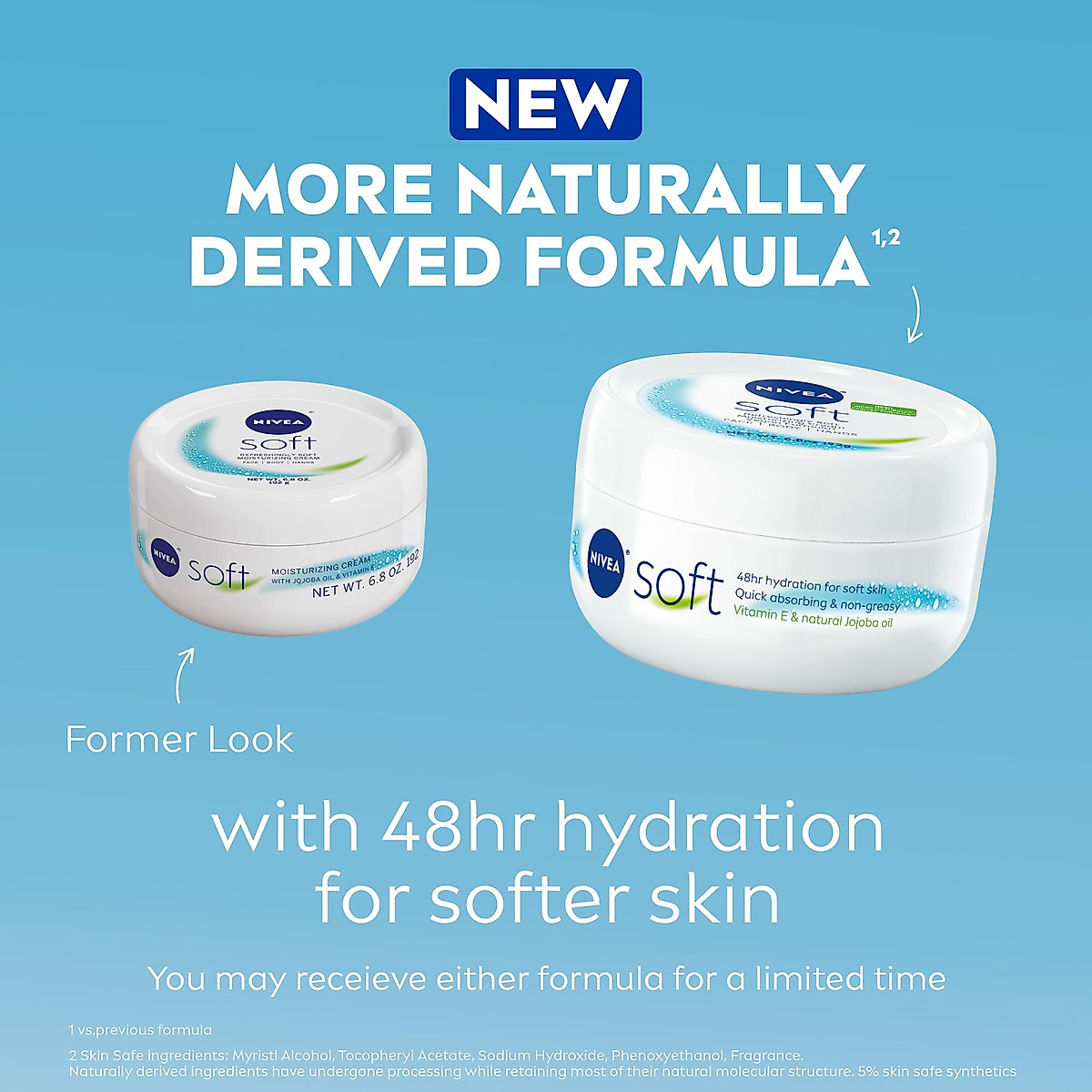 Nivea Soft Refreshingly Moisturizing Face, Body and Hand Cream, 3 Pack of 6.8 Oz Jars