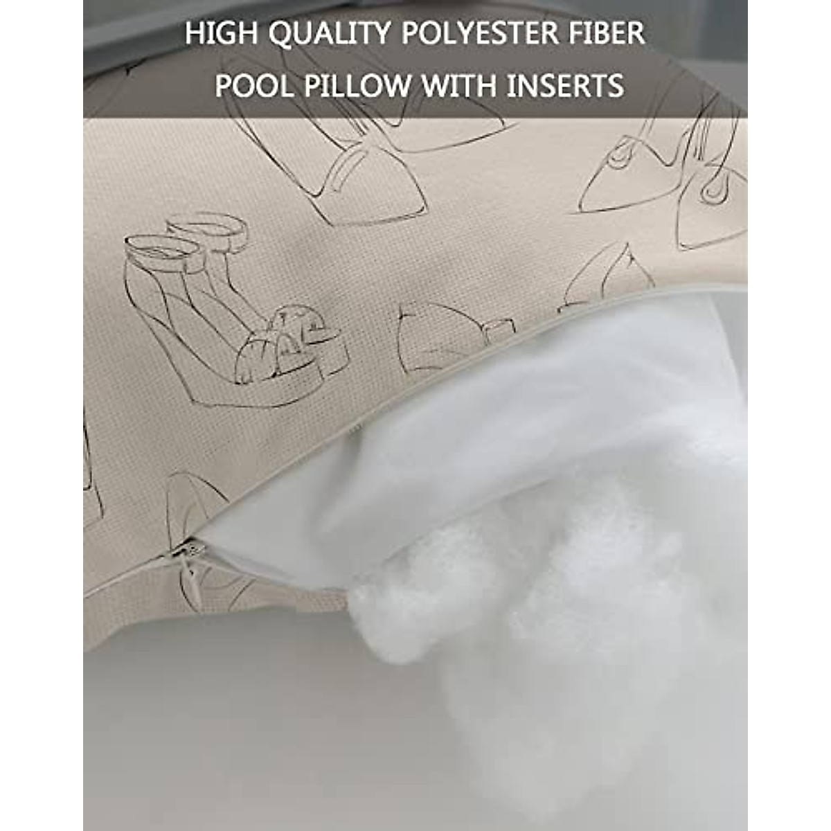 Valentine's Day High Heels Outdoor Pillows for Chaise Lounge Chair, FarmhouseWoman Shoes Waterproof Lumbar Head Support Pillow with Adjustable Elastic Band for Pool Patio Furniture Decorative