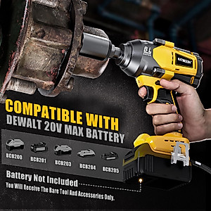 Impact Wrench for De-Walt 20V MAX Battery: 1/2 Inch Hog Ring Impact Driver High Torque - 600 Ft-lbs Cordless Impact Gun - Brushless Motor with LED Light And Blet Clip - Tool Only