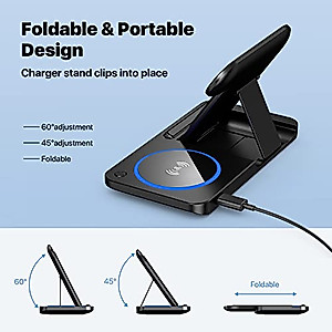 Charging Station for Multiple Devices Apple, 3 in 1 Foldable Wireless Charger Stand, Wireless Charging Station for iPhone 14/13/12/11/XS Max/XS/XR/X/8P, Airpods 3/2/pro, Apple Watch 8/7/6/5/4/3/2/SE