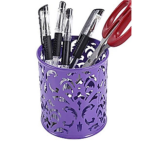 EasyPAG Cute Office Supplies 3 Piece Desk Organizer and Accessories Set - Letter Sorter, Pen Holder,Sticky Notes Holder,Purple