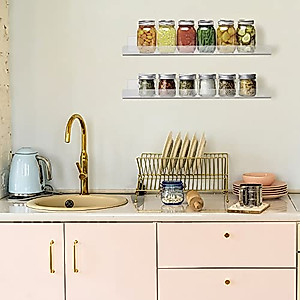 LUOBAO Acrylic 15" Invisible Floating Wall Ledge Display Shelves,Floating Wall Bookshelf,Nail Polish Rack,Wall Mounted Shelf,Clear (4 Pack - 4mm)