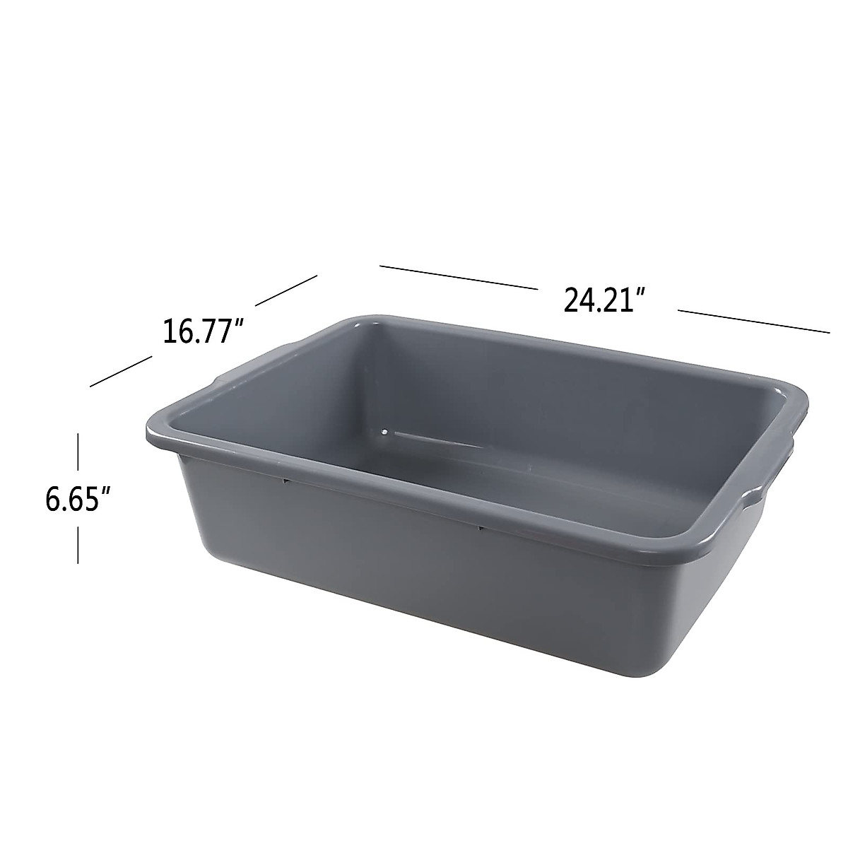 Ponpong 4 Packs 35 L Commercial Plastic Bus Box, Restaurant Bus Tubs, Gray