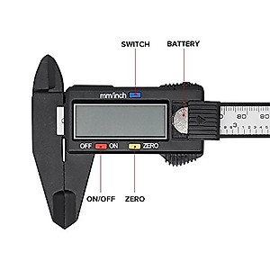 Electronic Digital Caliper, Plastic Vernier Caliper, Caliper Measuring Tool with Inch/Millimeter Conversion, Extra Large LCD Screen, 0-6 Inch/0-150 mm, Auto Off Featured Micrometer Ruler