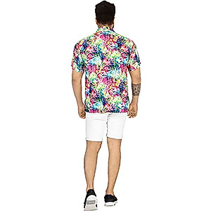 LA LEELA Men's Hawaiian Shirt Camp X-Large Alcohol Ink Paint Multicoloured
