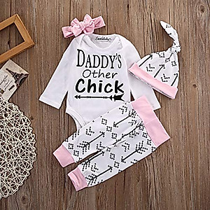 Emmababy Newborn Girls Clothes Baby Romper Outfit Pants Set Long Sleeve Summer Clothing (0-6Months, White 1)
