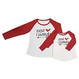 Mommy and Me Matching Outfits Family Matching Letter Print Long Sleeve T-Shirt Clothes Mother Daughter Blouse Tops(Red,Kid/XS(1-2T))