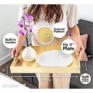 Home Redefined 18”x12” Rectangle Alligator Faux Leather Decorative Serving Tray with Handles, Gold