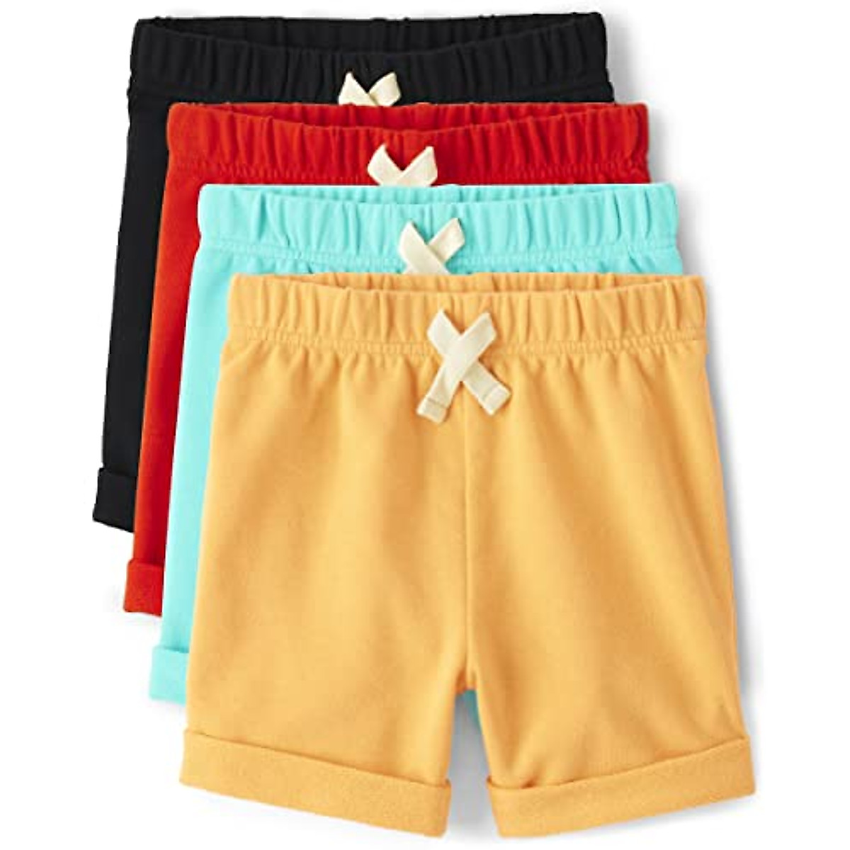 The Children's Place,And Toddler Boys Pull on Shorts,Baby-Boys,Yellow/Sky Blue/Red/Black 4 Pack,4T