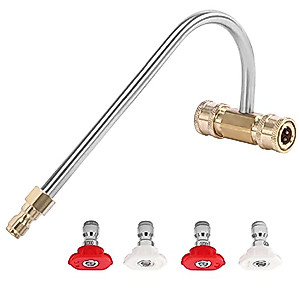 FIXFANS Pressure Washer Gutter Cleaner Attachment, 4000 PSI, Gutter Cleaning for Power Washer with 4 Nozzles, 1/4 Inch Quick Connect
