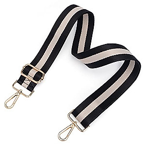 HKCLUF Women Bags Shoulder Strap Wide Purse Strap Adjustable Replacement Straps for Handbags Crossbody Bucket Shoulder Bag Replacement Belt(Black White)