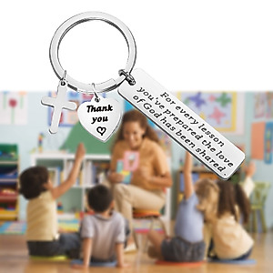BAUNA Sunday School Teacher Appreciation Gifts For Every Lesson You've Prepared the Love of God Has Been Shared Religious Teacher Keychain Bible Study Teacher Gift (Sunday School Teacher Keychain)
