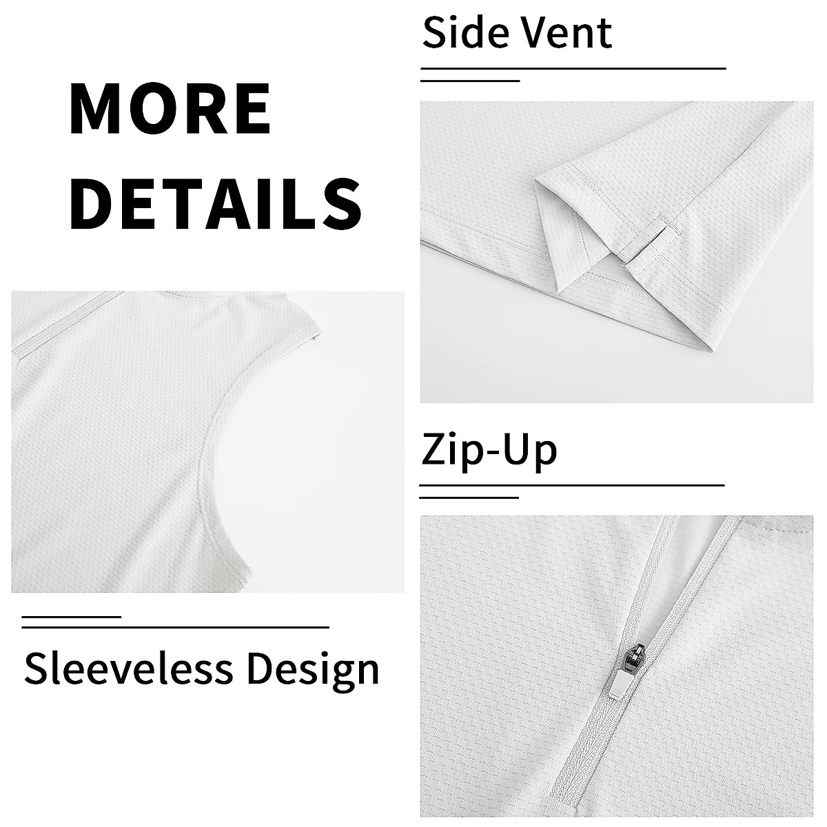 LastFor1 Women's Golf Polo Sleeveless Shirt Zip-Up UPF 50+ UV Protection Athletic Tops Slim Fit Quick Dry Lightweight White S