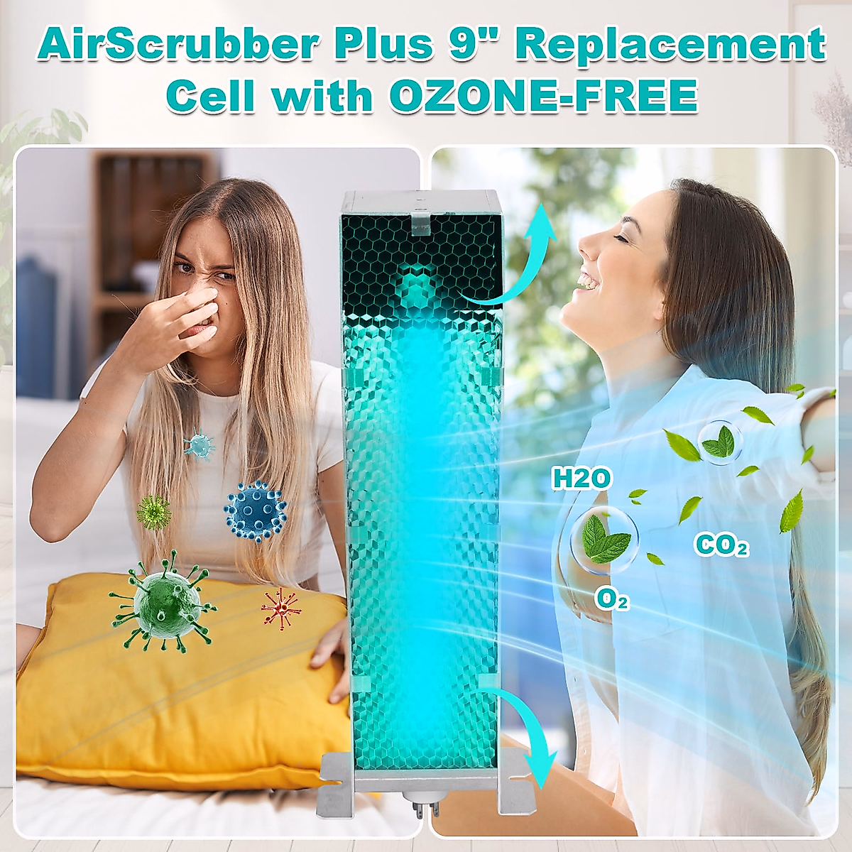Air Scrubber Plus Replacement Üν Bulb and Cell for ActivTek InDuct 2000, A1013P, A1013Q, A1013A, A1013C, A1013T, Ozone Free, Air Scrubber Advanced Photocatalytic Oxidation (PCO) 9 Inch, 1 Unit