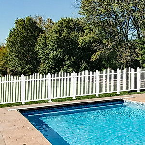 Coarbor 1 Set 84"x36" Vinyl Picket Fence Panel White PVC Garden Decorative Fence for Yard Border Outdoor Patio Pet Barrier Temporary Small Dog Fence(20 Pickets, Scallop)