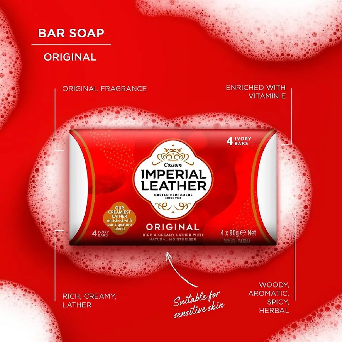 Cussons Imperial Leather Original Bar Soap - 4 Pack