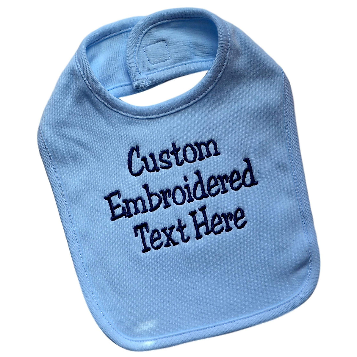 Funny Girl Designs Personalized Baby Bib EMBROIDERED with Your Custom Text and Color 100% Cotton Unisex (GRAY BIB)