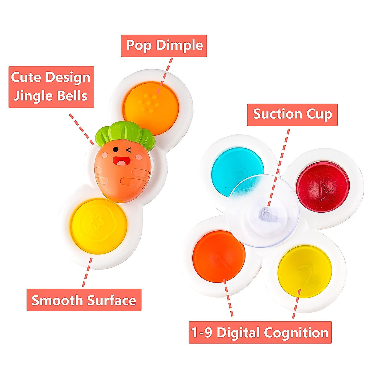 Suction Cup Spinner Toys Baby Toys,Sensory Toys Bath Toys Dimple Toys Spinning Toy for Toddlers, Eearly Education Toys,Gifts for 1-3 Year Old Boy Girl (3 Pcs)
