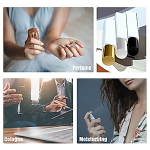 Lil Ray 10ml Glass Spray Bottle Refillable Perfume Atomizer for Men & Women. Portable Fragrance Bottle for Travel,Party. Squared Shape, Coated Surface, UV Protection (6PCS,Black&Gold)