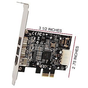 Syba SY-PEX30016 3 Port IEEE 1394 Firewire 1394B & 1394A PCIe 1.1 x1 Card TI XIO2213B Chipset Requires Legacy Driver for Windows 8 10