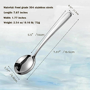 ZDFQly 7.6 Inch Soup Spoons, Premium 304 Stainless Steel with Long Handles Tablespoon, Thick Heavy Duty, Bouillon Spoons, 4 pack