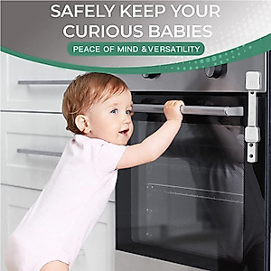 Wihano Child Safety Locks for Cabinets and Drawers (4 Pack) | Adjustable Baby Drawer Lock with Acrylic Adhesive, Baby Safety Lock for Cabinets, Drawers, Refrigerator | No Drilling