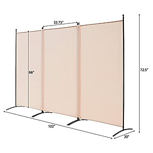 Spurgehom Room Divider,3 Panel Folding Partition Privacy Screens, Freestanding Fabric Room Panel, Portable Folding Room Divider Wall for Office, Room,Restaurant，102" W X 71" H Beige