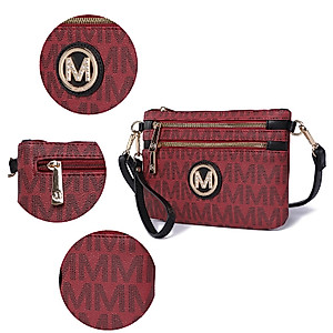 MKF 2 in 1 Crossbody Bags for Women, Wristlet Purse - Ladys Small PU Leather Messenger Handbag - Adjustable Strap Red