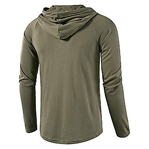 SIR7 Men's Gym Workout Active Long Sleeve Pullover Lightweight Hoodie Casual Hooded Sweatshirts(Army Green Large)