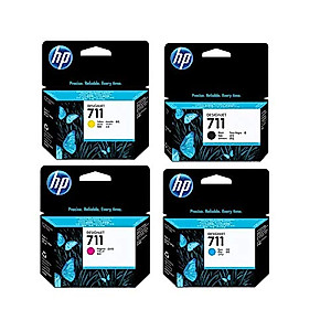 HP 711 Ink Cartridge Bundle Consists of HP 711 38-ML Black Ink Cartridge, P 711 29-ML Cyan Ink Cartridge, P 711 29-ML Magenta Ink Cartridge, P 711 29-ML Yellow Ink Cartridge