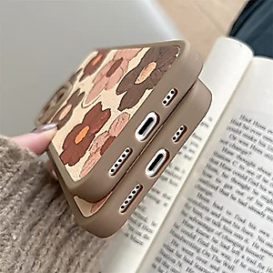 Cute Side Frame Flower Design Phone Case for Apple iPhone 14 Cover Fashion Silicone Protective Cases for Women Girls Compatible with iPhone 14 - Brown