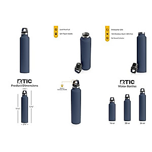 RTIC 26 oz Vacuum Insulated Water Bottle, Stainless Steel Metal, Double Wall, BPA Free, for Hot and Cold Drinks, Navy