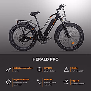 SENADA Electric Bike for Adults, 26" x 4.0 Fat Tire Electric Bikes, 1000W 48V 21Ah Ebike, 30MPH Snow Beach Electric Bicycle with Removable Battery, 7 Speed